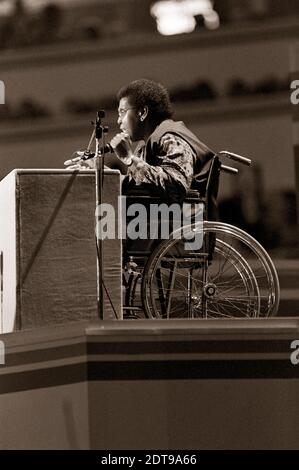 Barbara Jordan speaking at the 1988 Democratic National Convention in ...