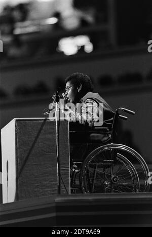 Barbara Jordan speaking at the 1988 Democratic National Convention in ...