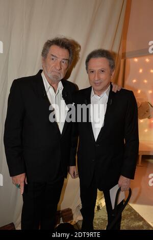 Eddy Mitchell and Michel Drucker at the taping of Vivement Dimanche on ...