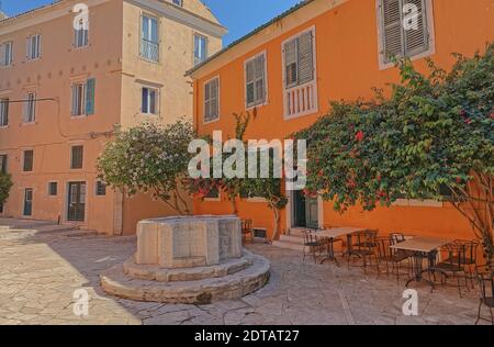 the venetian well in kremasti square in the old historic town of ...