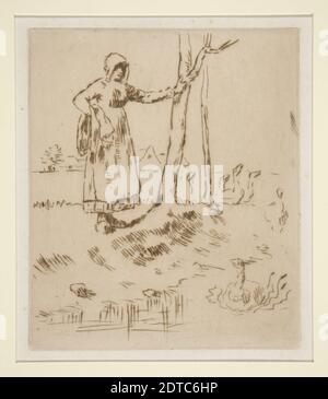 La Gardeuse d’oies (A Girl Minding Geese). Artist: Jean-François Millet ...