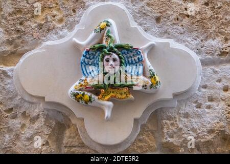 The three-legged symbol of Sicily: Trinacria Stock Photo - Alamy