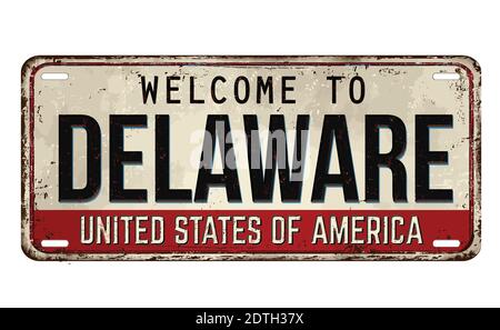 Vector illustration of the Welcome to Delaware road sign Stock Vector ...