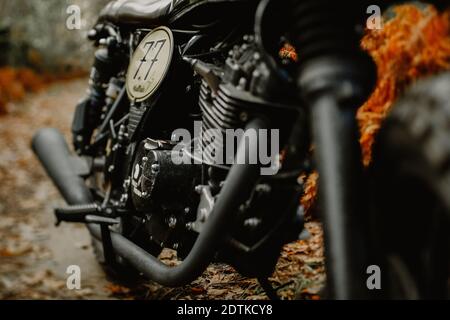 An amazing shot of a part of a motorcycle at daytime outdoors Stock ...