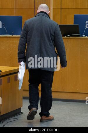 22 December 2020, Hessen, Frankfurt/Main: The main defendant Stephan Ernst stands at his place ...