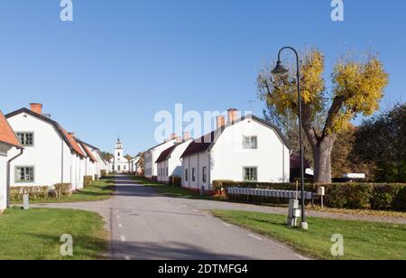 FORSMARK, SWEDEN ON OCTOBER 13, 2013. Main Street up to the church ...