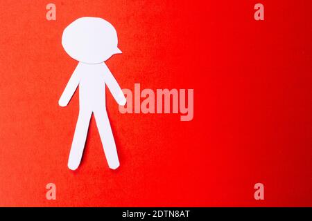 Paper human head with blank speech bubbles on color background Stock ...