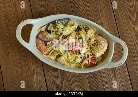 Greece Garithes Yiouvetsi - Baked Prawns in Tomato Sauce with Feta ...