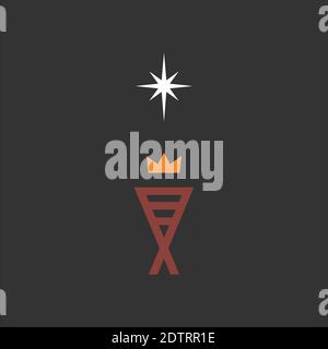 Geometric manger and crown, symbolizing the birth of Jesus Christ ...