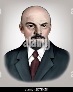 Vladimir Ilyich Lenin, portrait, soviet propaganda poster (detail ...