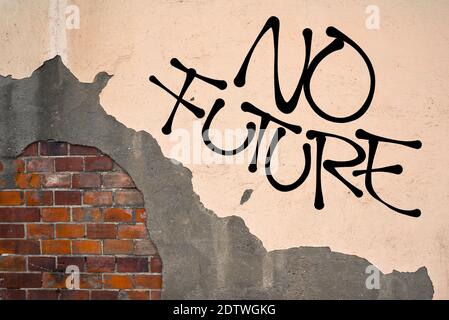 Graffiti on a brick wall - The future is ours Stock Photo - Alamy