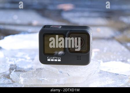 Tallinn, Estonia - December 11, 2020: GoPro HERO 9 Black action camera ...