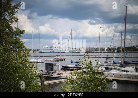 Shot from Kipsala beach in Riga, Latvia, near the river Daugava Stock ...