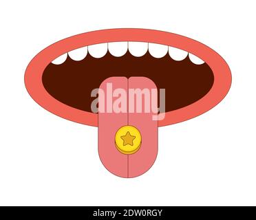 mouth with pill on tongue, vector illustration Stock Vector Image & Art ...
