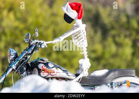 Skeleton sitting on a motorcycle and wearing a black covid mask Stock ...