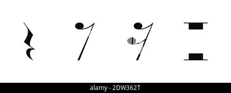 Vector illustration musical notes and pauses. Black music symbols ...