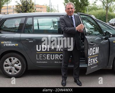Modem president François Bayrou arrives at a political Rally UDI-MODEM ...