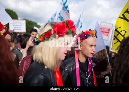 Femen France head Inna Shevchenko portrayed during a rally at Trocadero ...