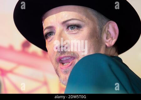 British singer Boy George performs behind a window of the Galeries ...