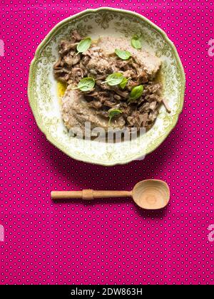 Traditional South African Maize meal porridge on rustic background ...