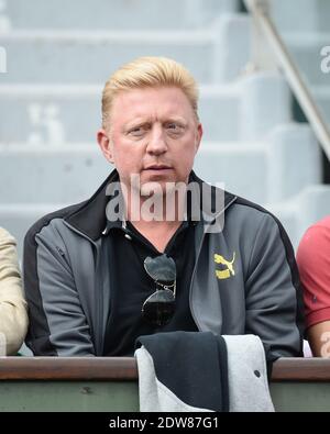 Boris Becker watching a game during the eight-final round of the French ...