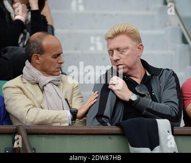 Boris Becker watching a game during the French Tennis Open at Roland ...