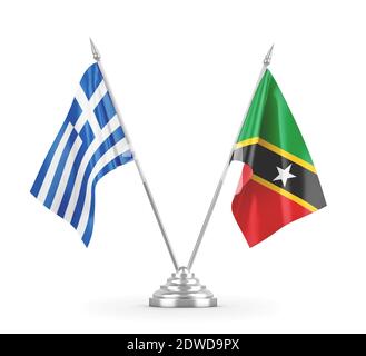 Saint Kitts & Nevis and Greece Flags Crossed And Waving Flat Style ...