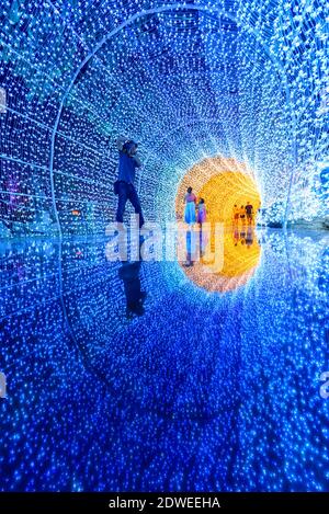 Rachaburi,Thailand - 18 Decemmber, 2020: wide view lighting show ...