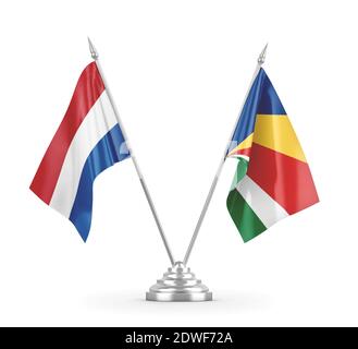 Netherlands and Seychelles two flags textile cloth, fabric texture ...