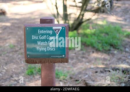 Disc Golf Course Warning Sign Stock Photo - Alamy