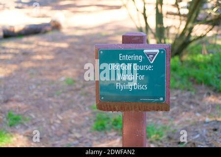Disc Golf Course Warning Sign Stock Photo - Alamy
