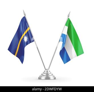 Sierra Leone and Nauru two flags textile cloth, fabric texture Stock ...