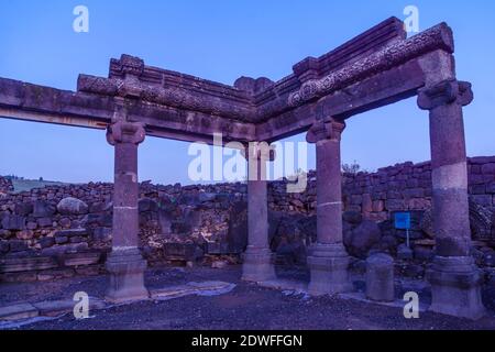 Ruins of ancient synagogue in Chorazin or Korazim archaeological site ...