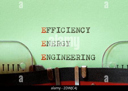 Efficiency energy engineering phrase written with a typewriter Stock ...
