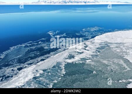 An aerial view of the spectacular scenery of the largest and highest ...