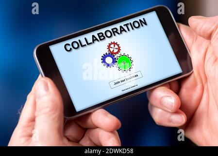 Smartphone screen displaying a collaboration concept Stock Photo - Alamy