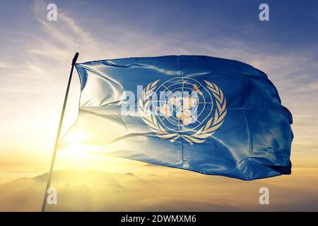 The United Nations Flag. Realistic Fabric Texture Satin The United ...