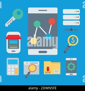 bundle of eight marketing digital set icons Stock Vector Image & Art ...