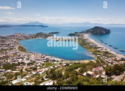 Aerial view Bacoli, an ancient Roman town situated north of Naples in ...