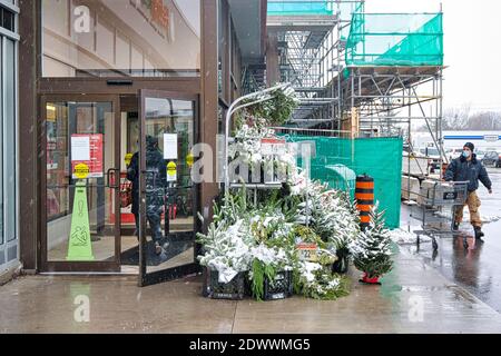 Grocery shopping during a winter snow storm during the Winter season in ...