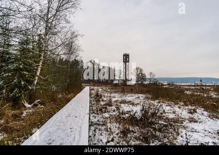 Winter hike through the Pfrunger Ried to the Bannwald Tower near ...