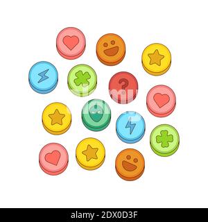 Colorful ecstasy pillls vector illustration isolated on white ...