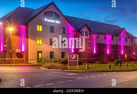 Premier Inn hotel after dark in Redditch, Worcestershire, England, UK ...