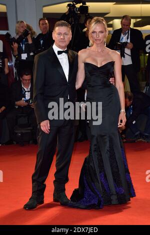 Rachel Roberts and Andrew Niccol attending the "In Time" premiere held ...