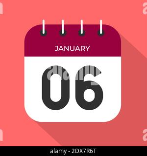 Icon calendar day - 6 January. 6th days of the month, vector ...