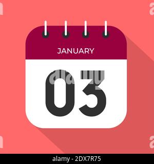 January, 3rd calendar icon vector, concept of schedule, business and ...