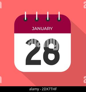 January, 28th calendar icon vector, concept of schedule, business and ...