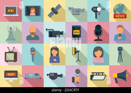 TV presenter icons set flat vector isolated Stock Vector Image & Art ...