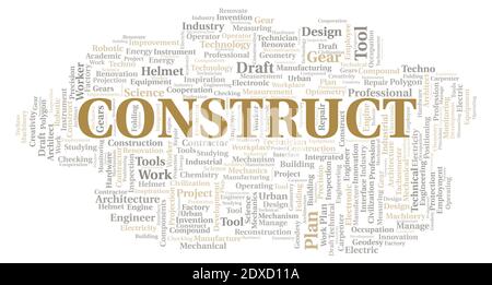 Construct typography word cloud create with text only Stock Photo - Alamy