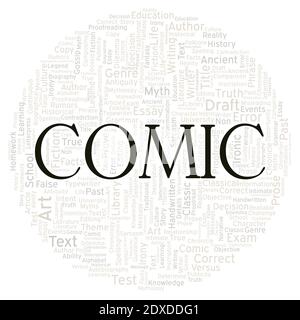 Comic typography word cloud create with text only Stock Photo - Alamy